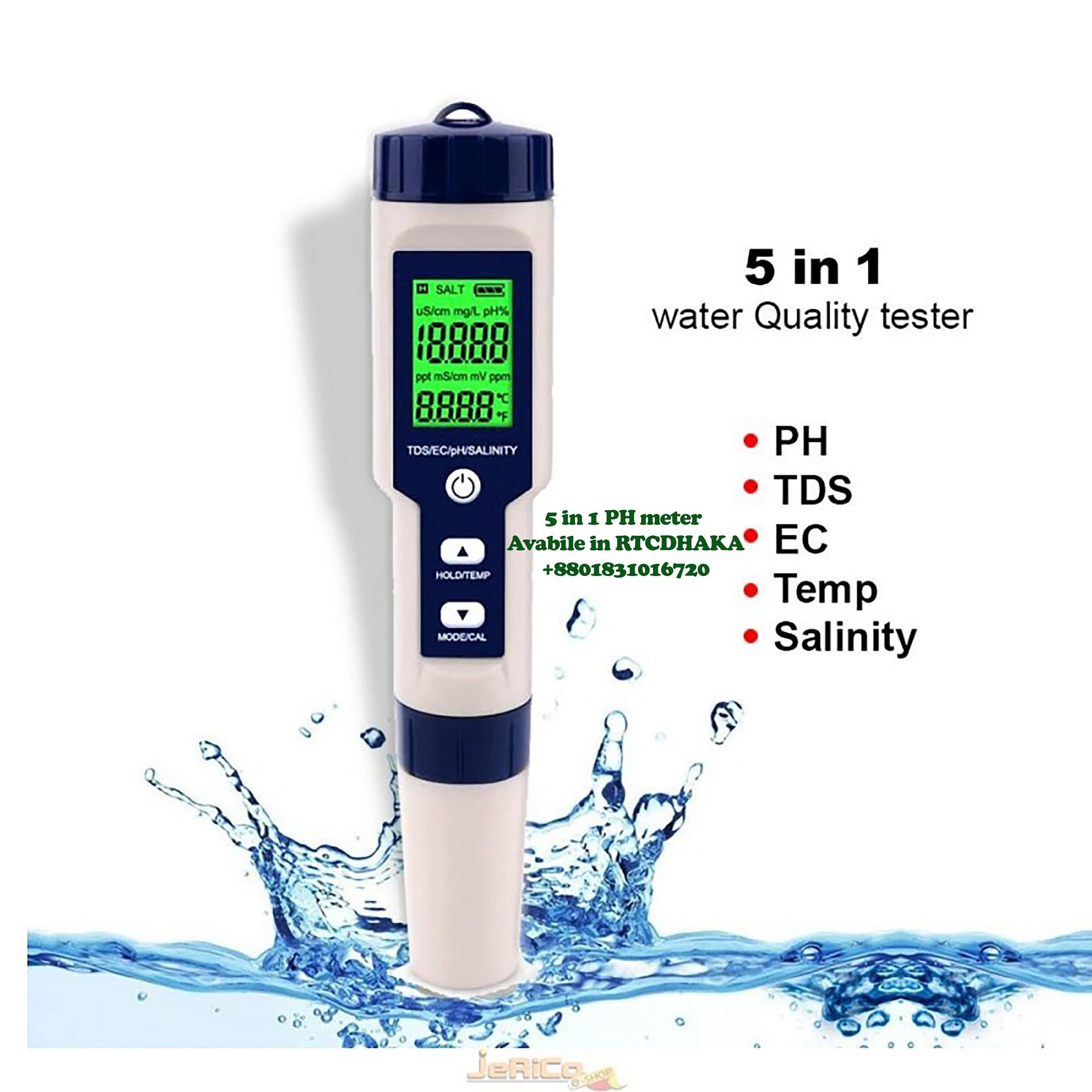 5 in 1 PH meter Best price in Bangladesh, PH/Salinity/Temp/TDS/EC – RTC ...